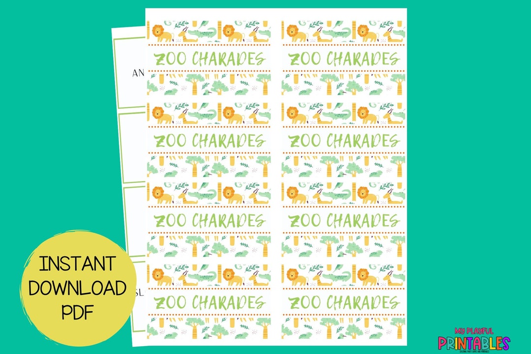 Zoo Charades Charades for Kids Charades for Families Family Game Night ...