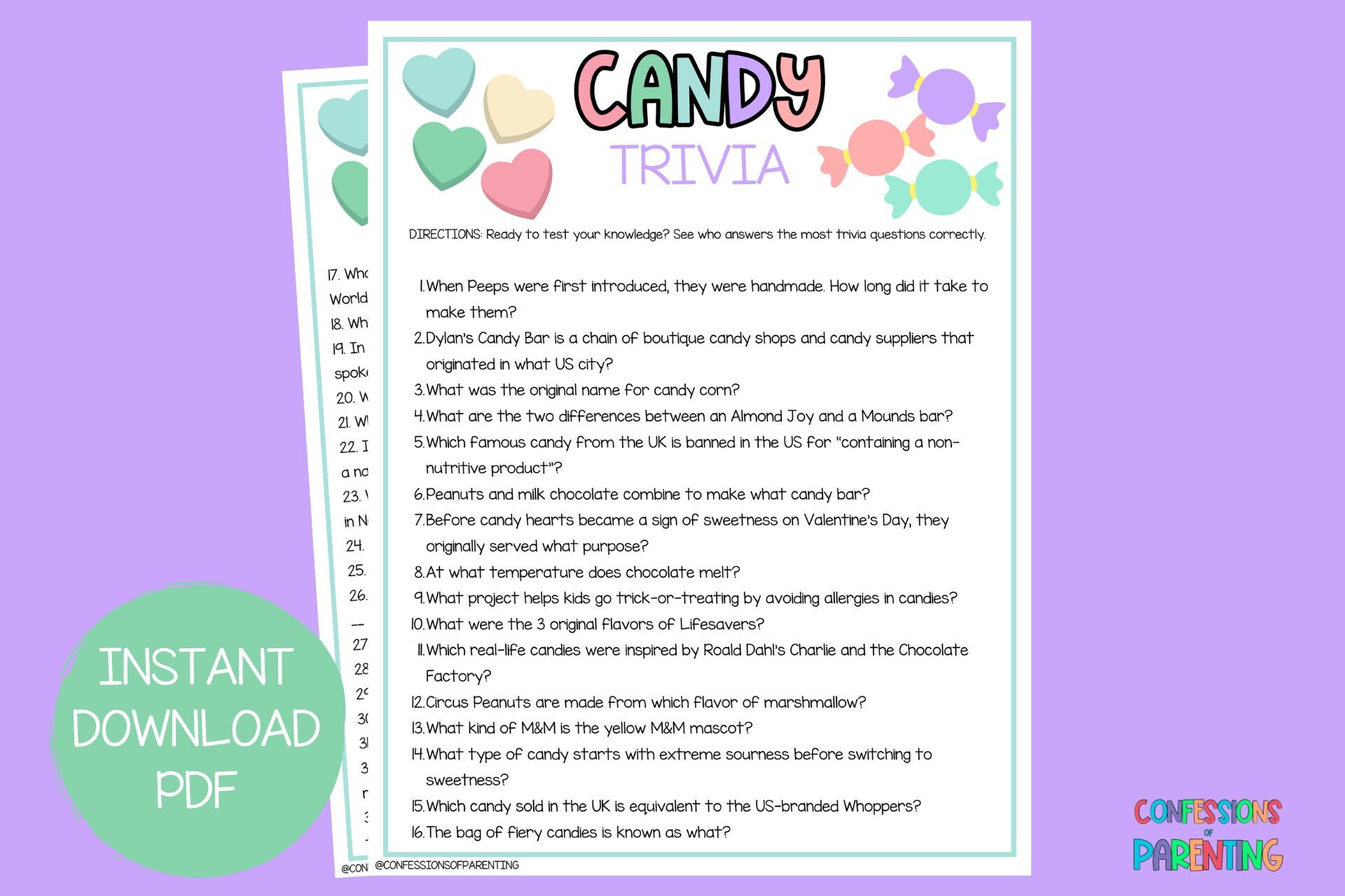 180+ Candy Trivia Questions| Printable Candy Trivia| Candy-themed Party ...