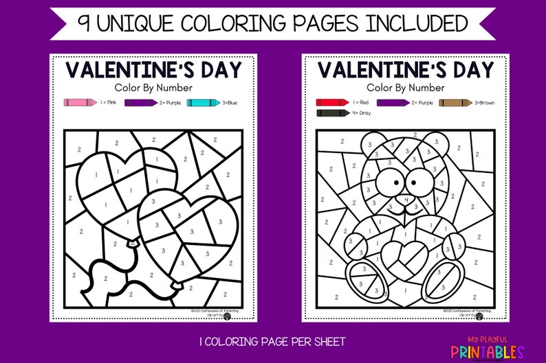 Valentine's Day Color by Number Sheets | Valentines Day Coloring ...