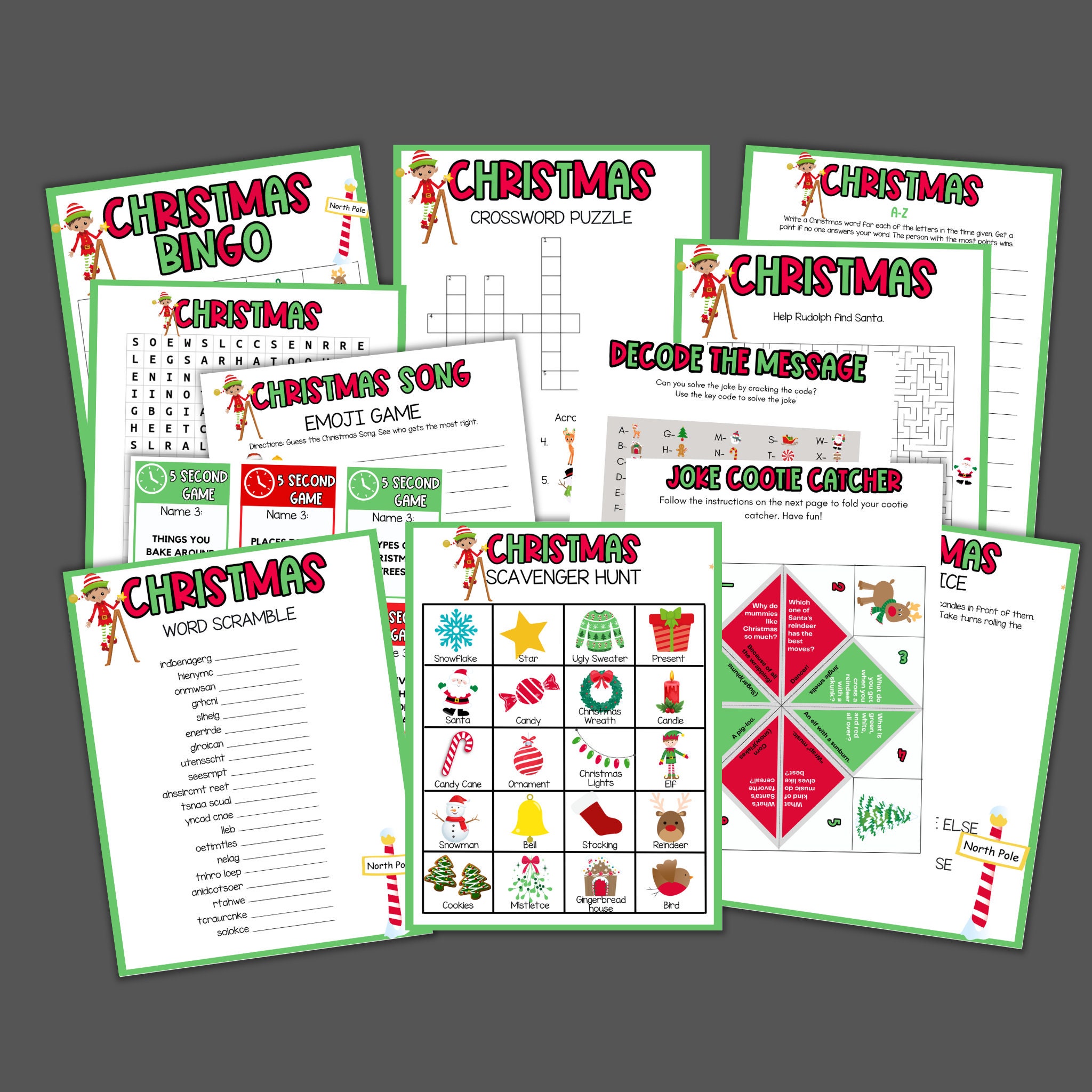 Printable Christmas Game Bundle Christmas Party Games - Etsy