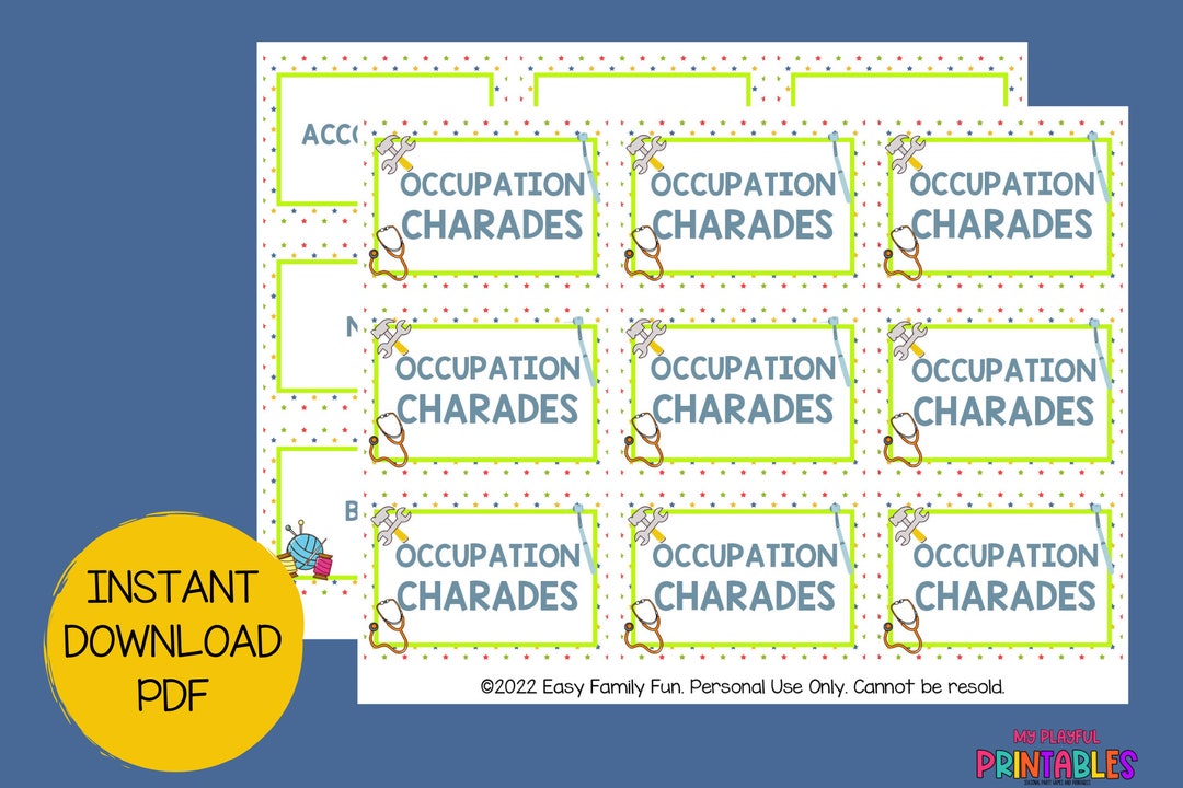 100 Occupation Charades | Occupation Charades for Kids | Job Charades ...