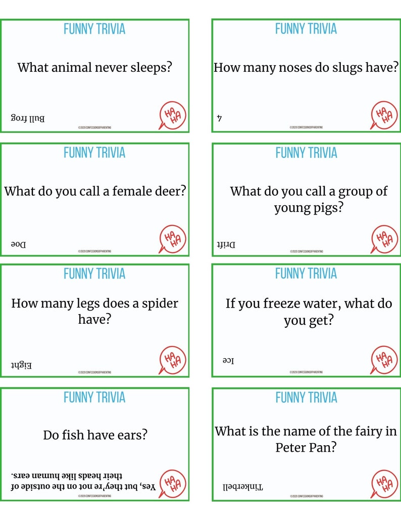 Funny Trivia for Kids Printable, Trivia Questions for Kids, Digital ...