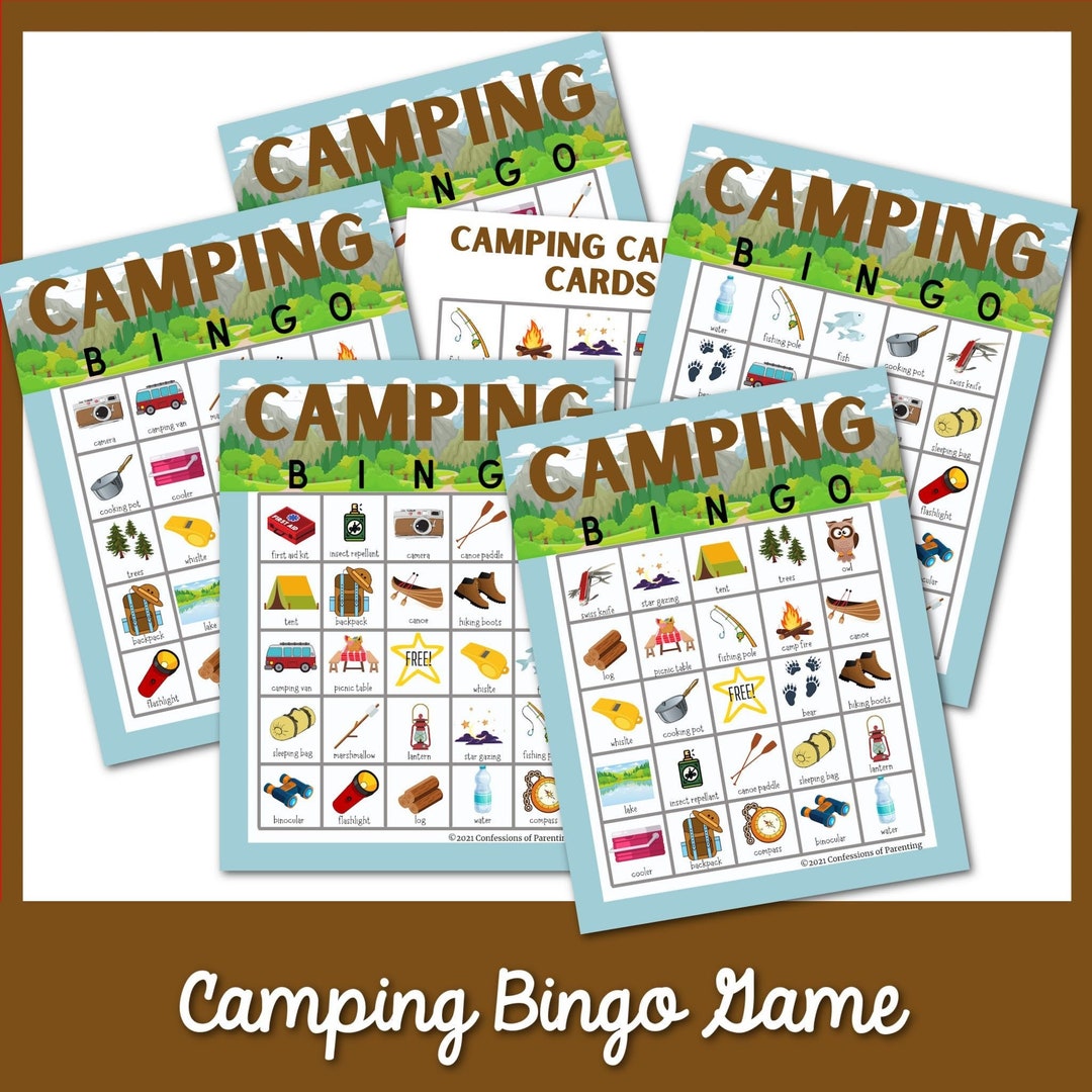 7 Camping Bingo Cards | Camping Bingo | Outdoor Bingo Game | Camping ...