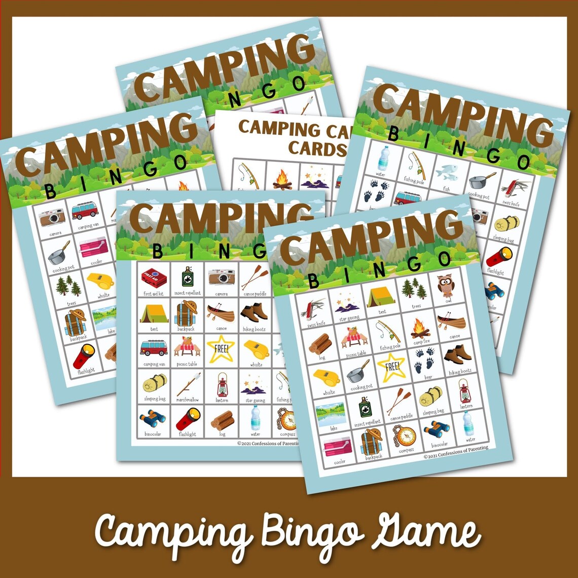 7 Camping Bingo Cards | Camping Bingo | Outdoor Bingo Game | Camping ...