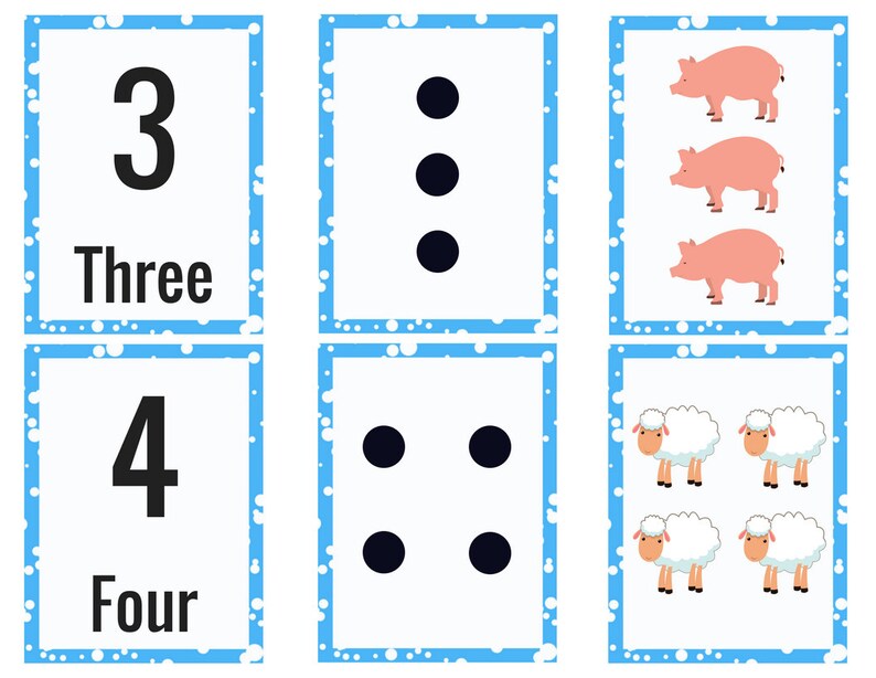 Number Flashcards 1-10 Farm Animal Themed - Etsy