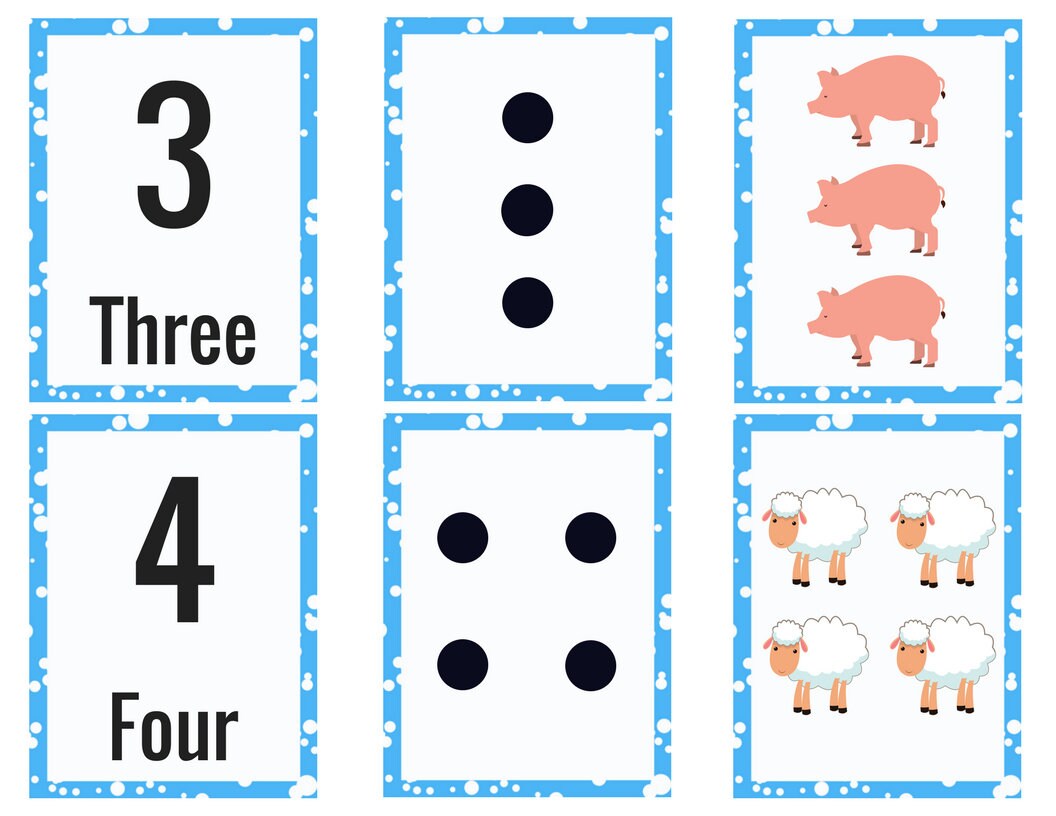 Number Flashcards 1-10 Farm Animal Themed - Etsy