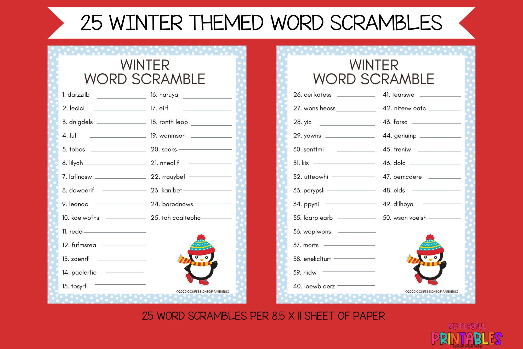 Winter Word Scramble | Word Scrambles for Kids | Word Scramble for ...