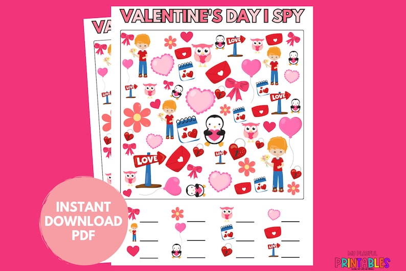 Valentine's Day I Spy Printable I Spy I Spy Activity Valentine's Day ...