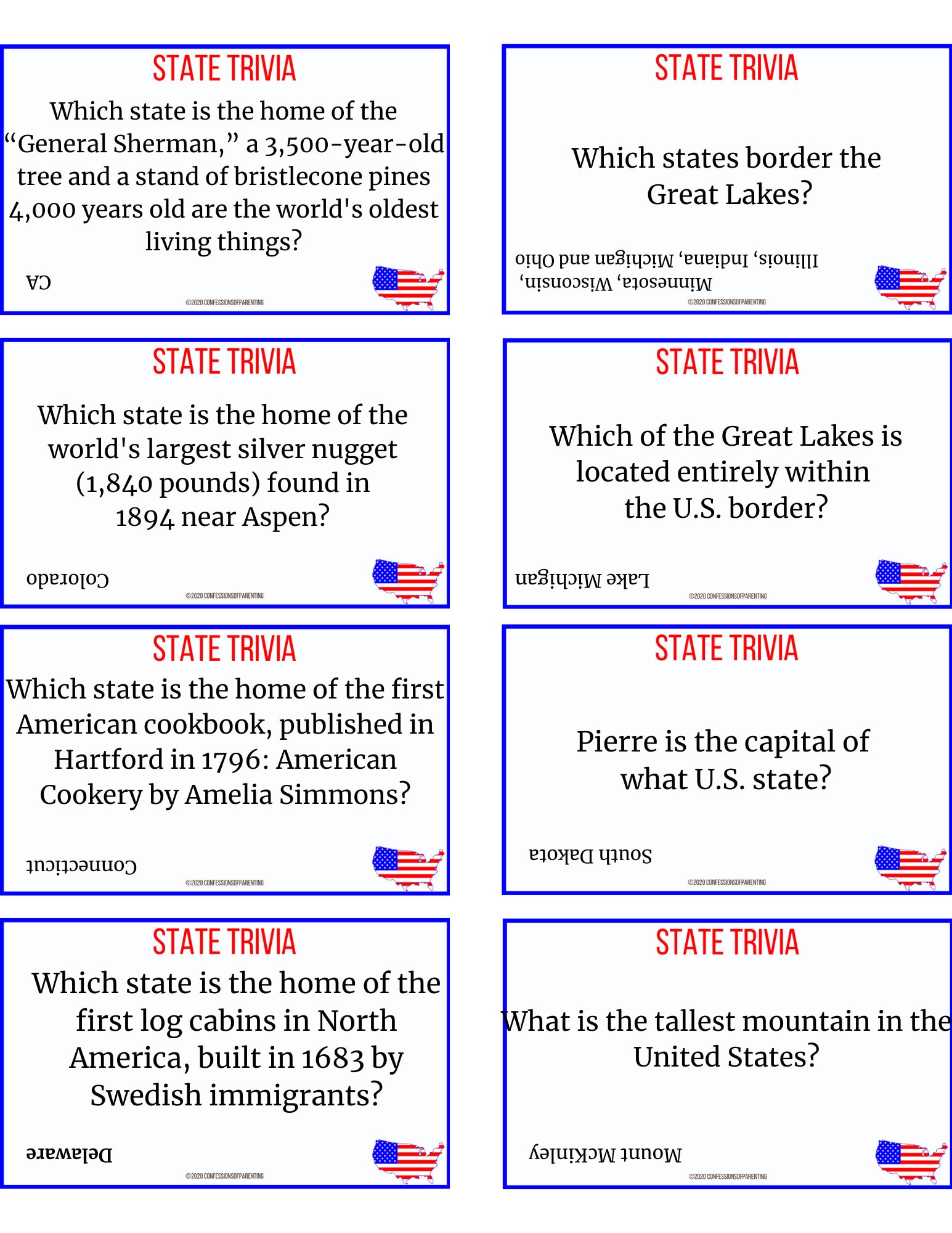 100 State Trivia Questions | Printable U.S. State Trivia | Educational ...