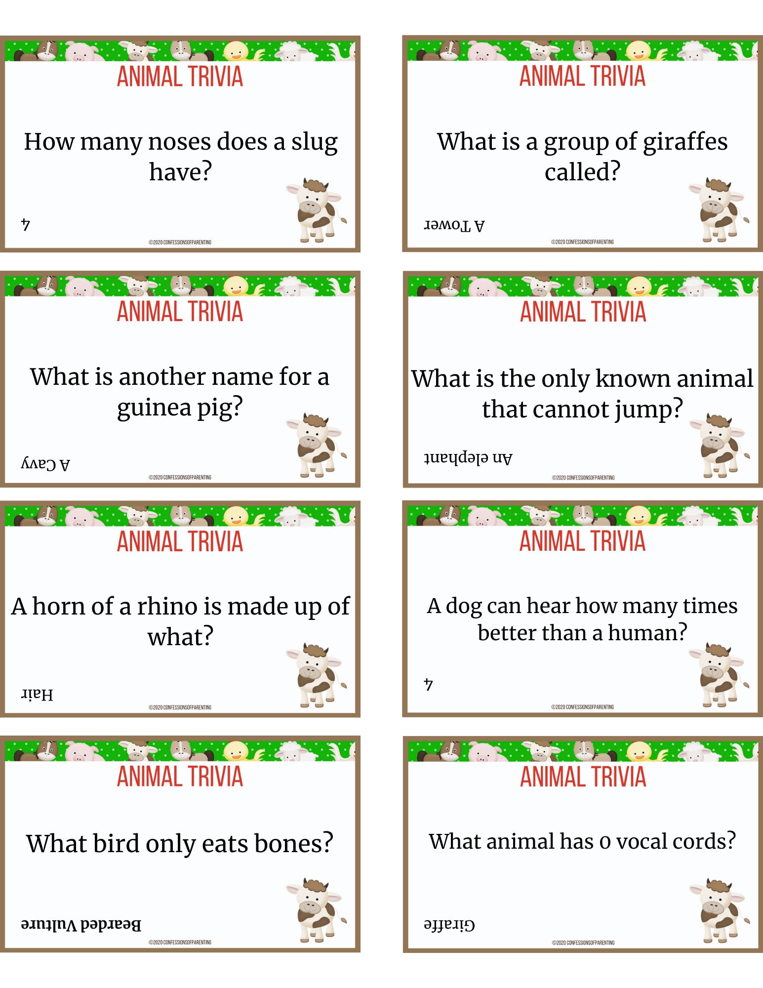 Animal Trivia for Kids - Etsy