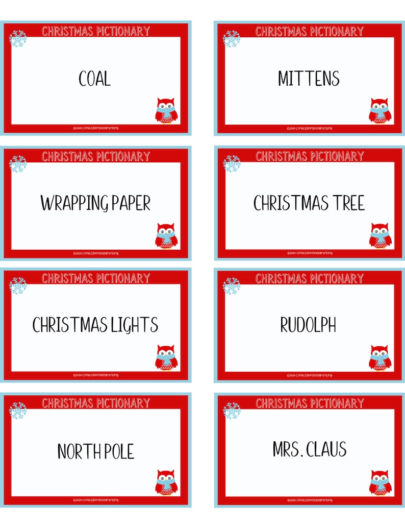 50+ Christmas Pictionary| Printable Christmas Pictionary Game ...