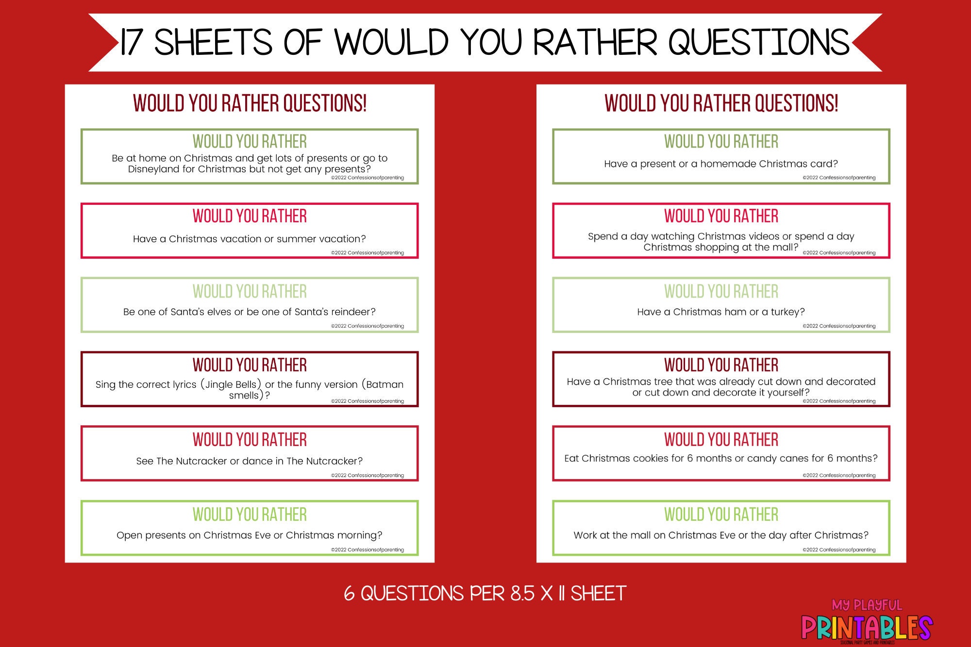 100 Holiday Would You Rather Questions | Holiday Party Games | Fun ...