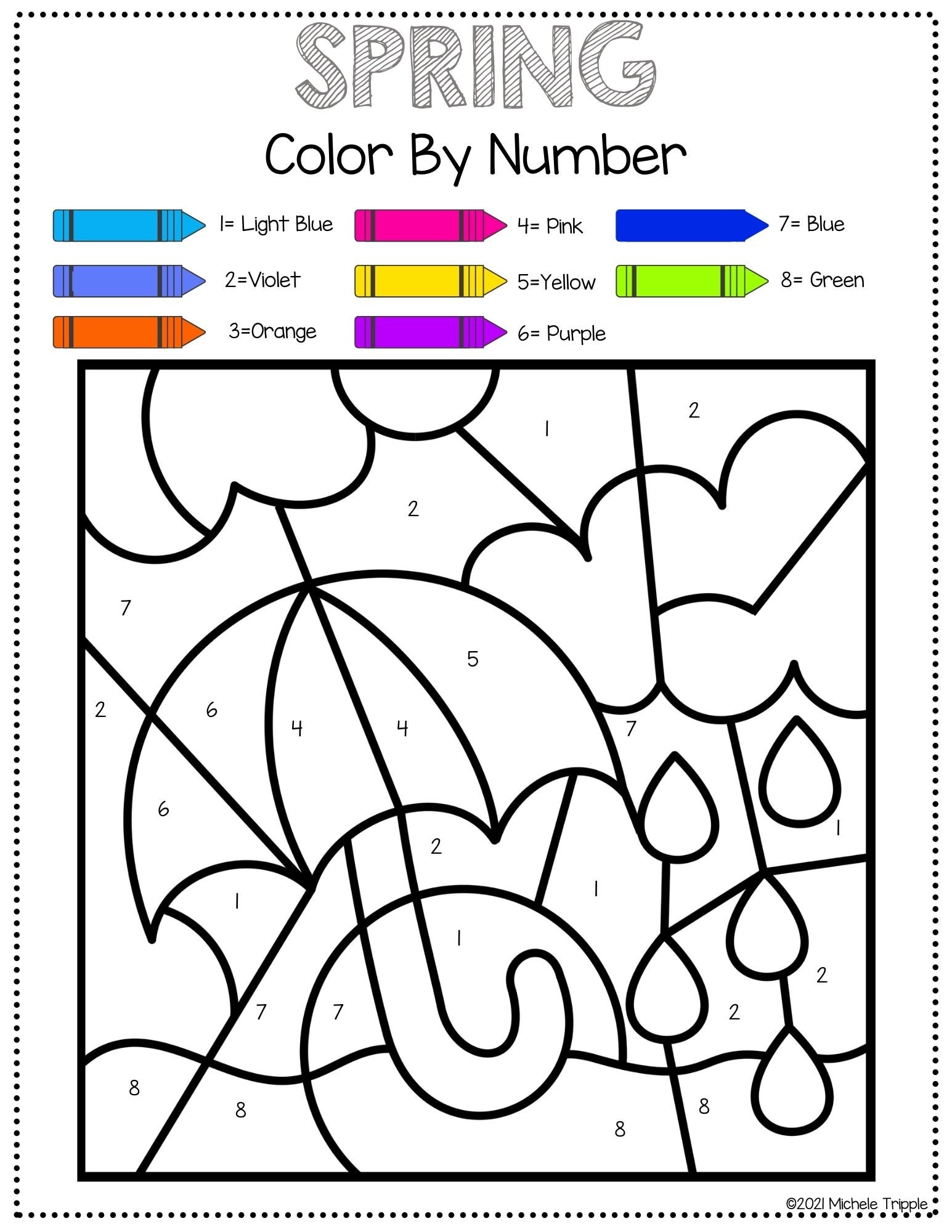 6 Spring Color by Number| Printable Spring Color by Number Pages ...