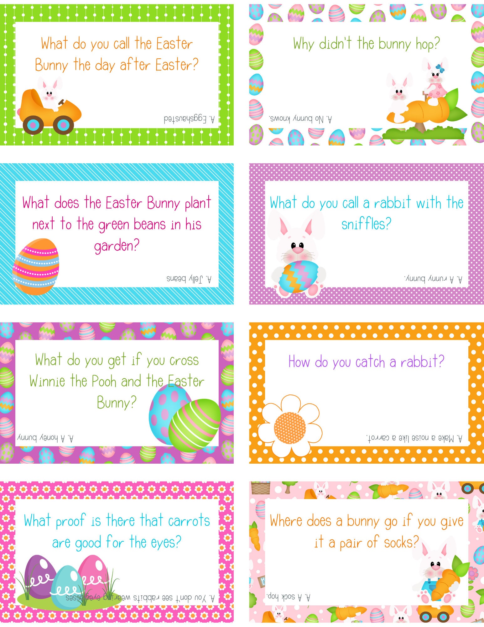 50 Easter Jokes Printable Lunch Box Cards - Etsy