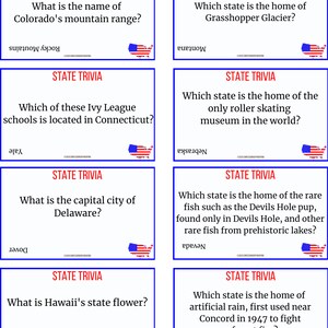 100 State Trivia Questions | Printable U.S. State Trivia | Educational ...