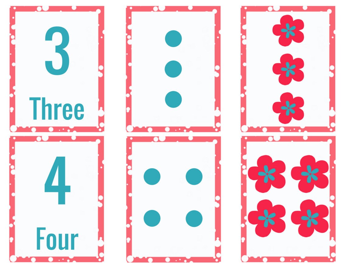 Number Recognition Flashcards Flowers - Etsy