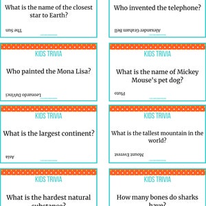 300+ Trivia Questions for Kids| Kids Trivia Game | Printable Trivia for ...