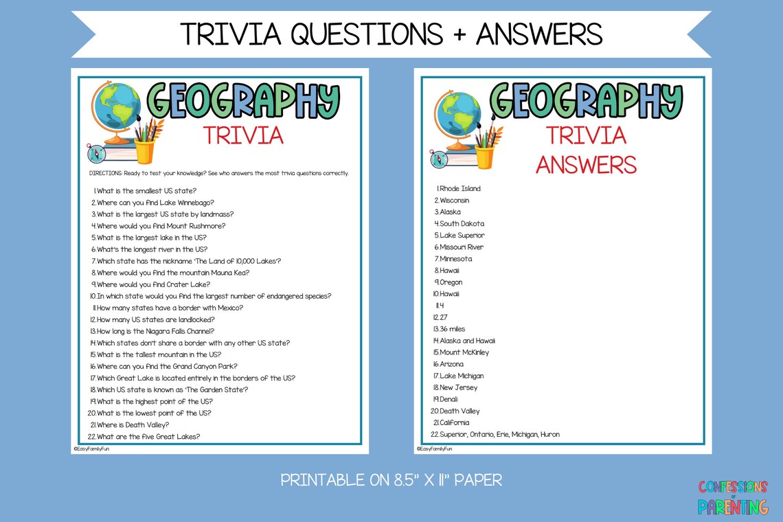 Geography Trivia Trivia for the Classroom Homeschool Trivia Trivia for ...