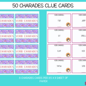 106 Verb Charades | Charades for Kids | Family Charades | Verb Games ...