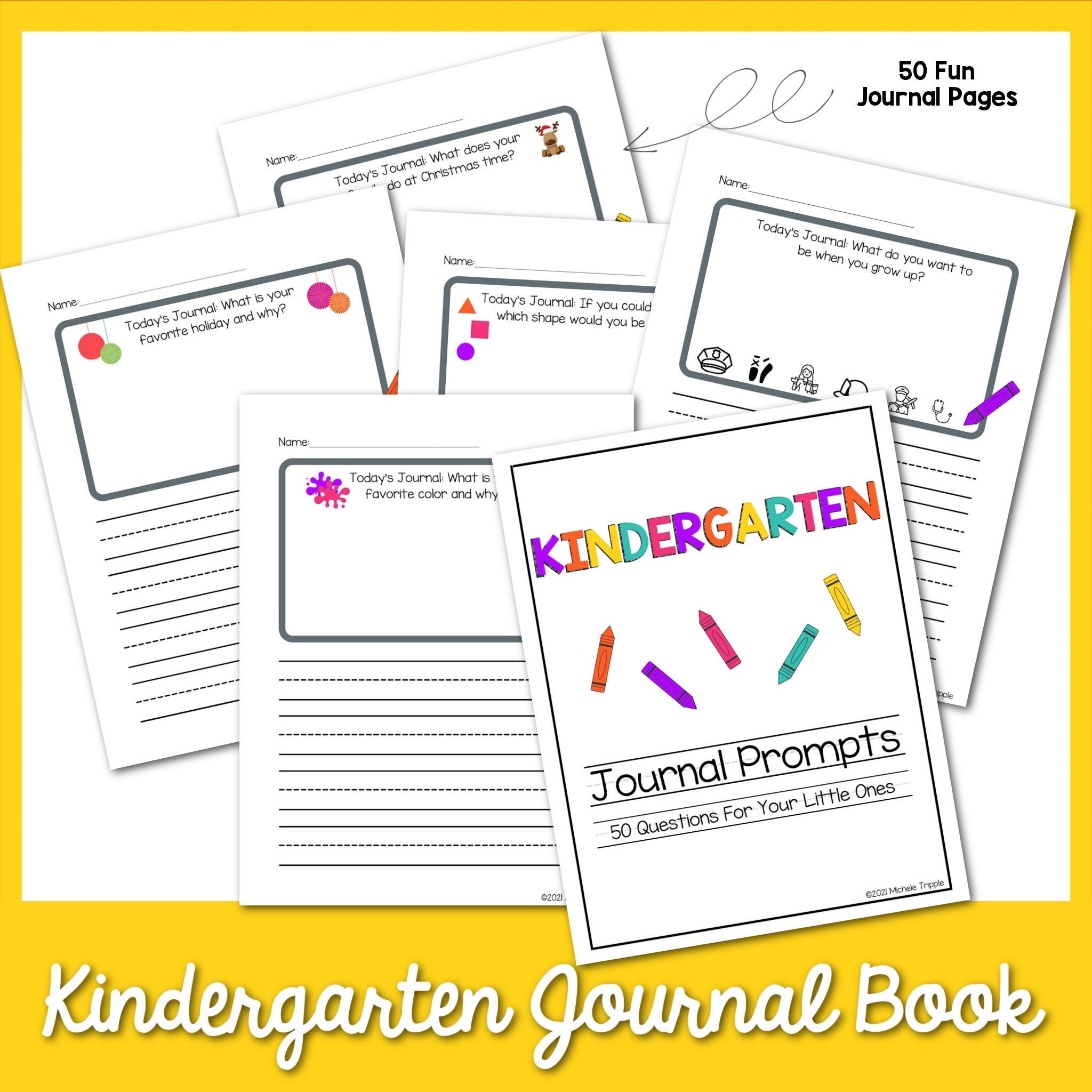 50 Kindergarten Journal Prompts | Printable Kindergarten Writing ...