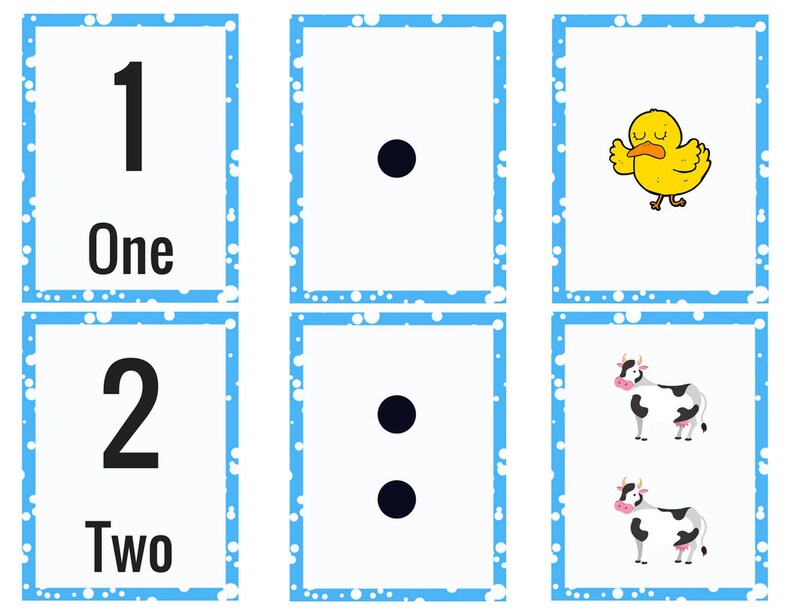 Number Flashcards 1-10 Farm Animal Themed - Etsy