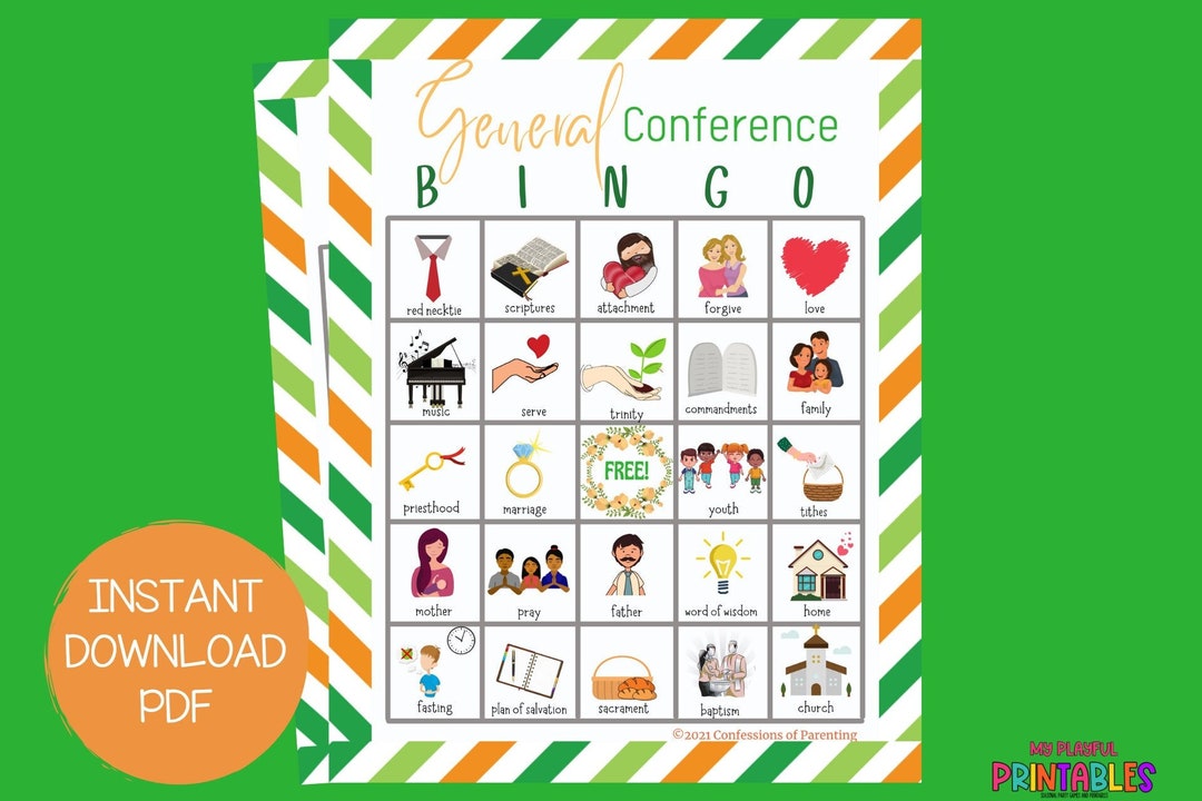 General Conference Bingo Bingo for Kids General Conference Themed Bingo ...