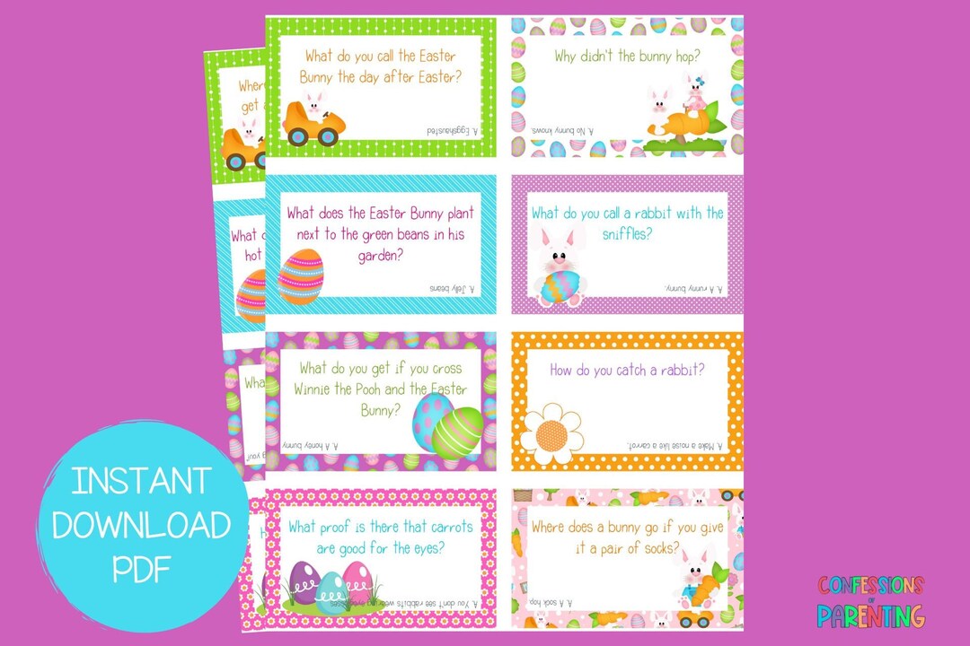 50+ Easter Jokes | Printable Lunch Box Cards | Printable Easter Jokes ...