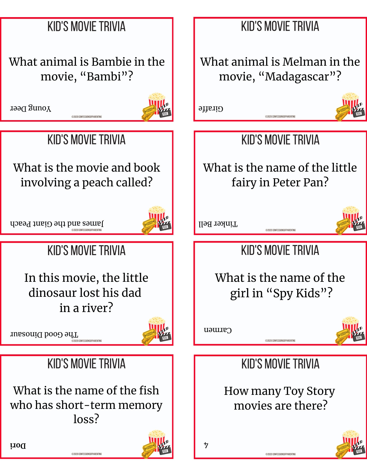 50 Kids' Movie Trivia Questions | Printable Movie Trivia for Kids ...