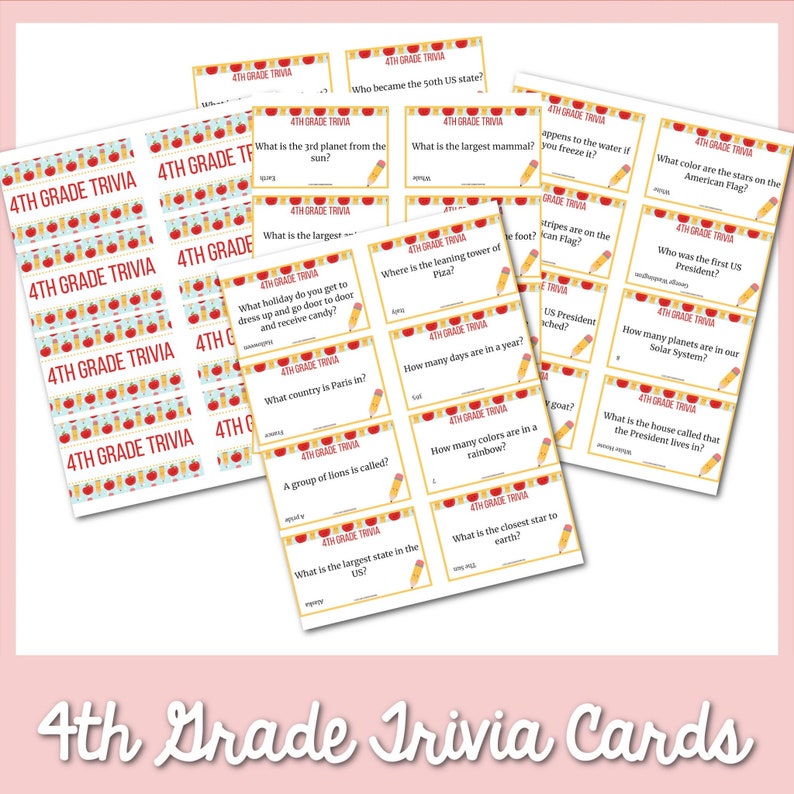 50 4th Grade Trivia Questions | Printable 4th Grade Trivia ...