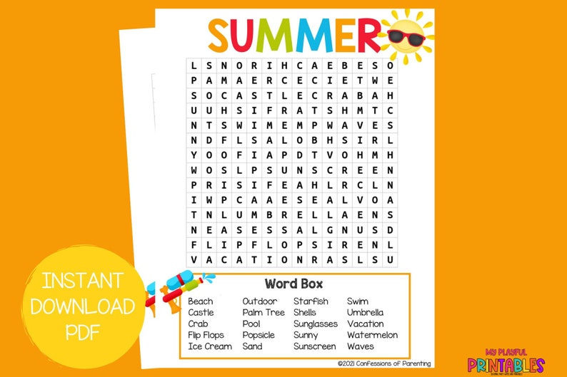 Summer Word Search | Summer Activities | Word Search for Kids | Summer ...
