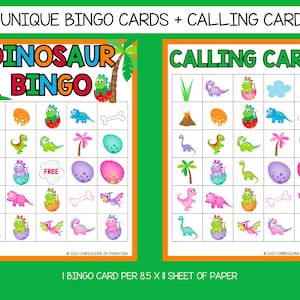 8 Dinosaur Bingo Cards | Bingo for Kids | Classroom Bingo | Printable ...