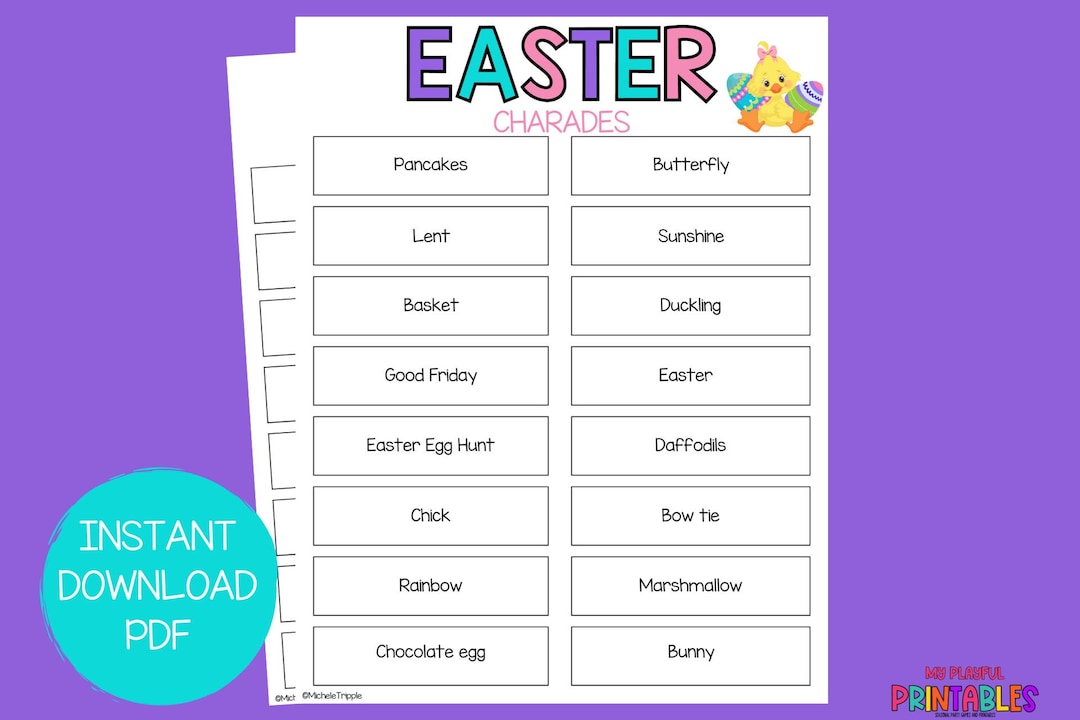 50 Easter Charades | Printable Easter Charades | Easter-themed Charade ...
