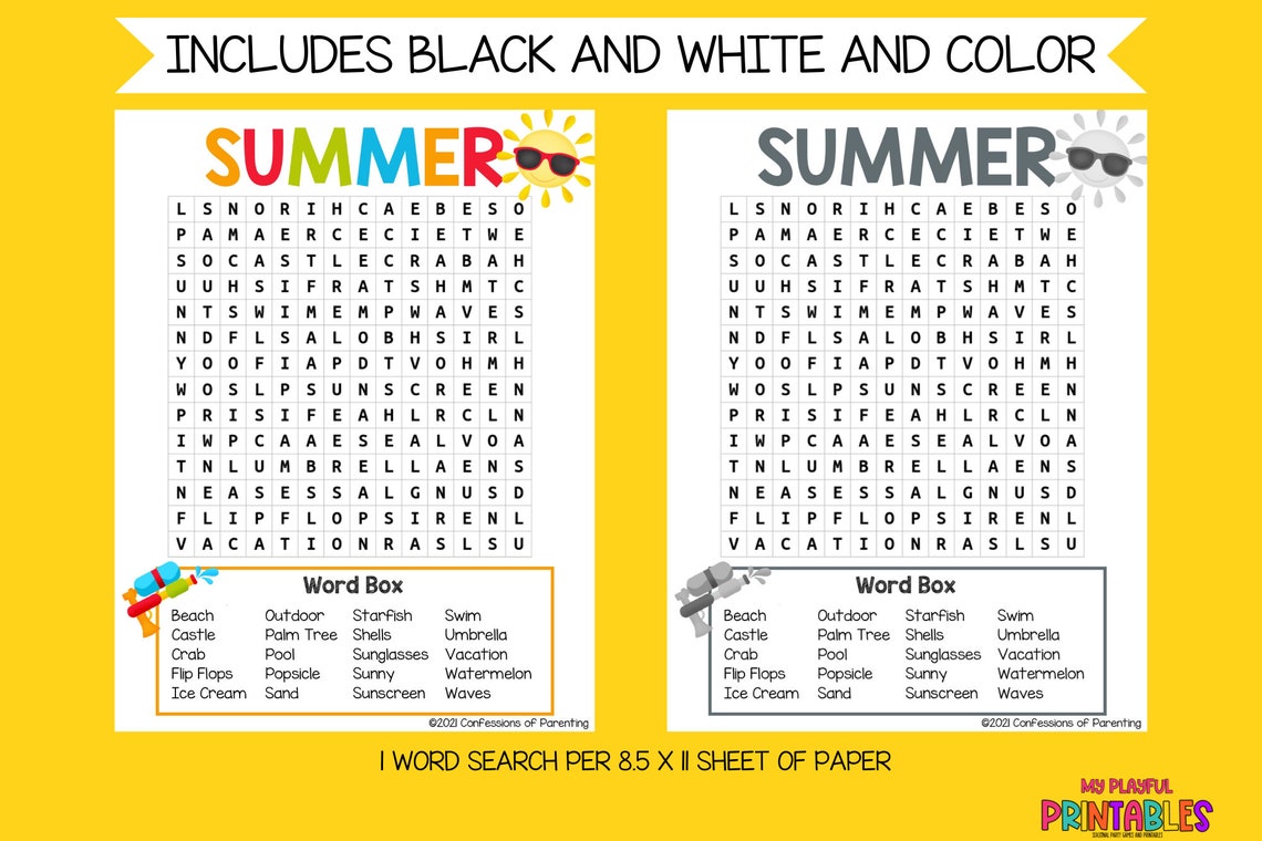 Summer Word Search | Summer Activities | Word Search for Kids | Summer ...