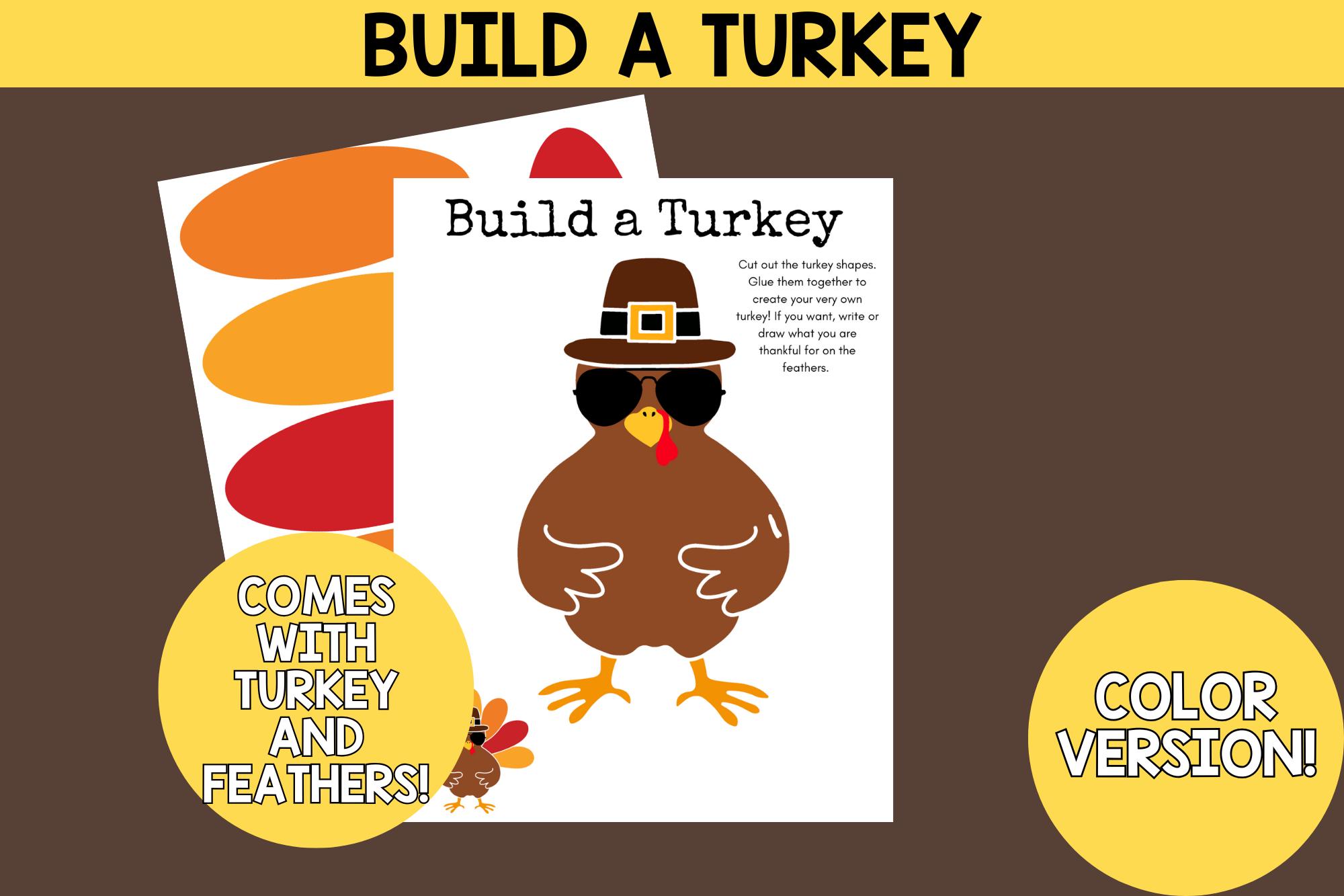 Build A Turkey Kids Craft| Printable Thanksgiving Turkey Craft ...