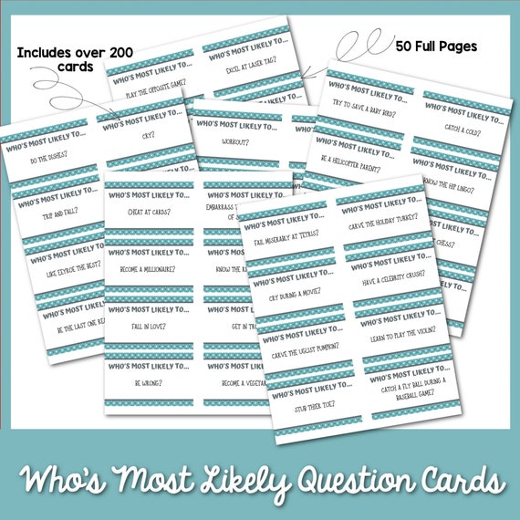400 Who's Most Likely Question Cards Perfect for Kids and - Etsy