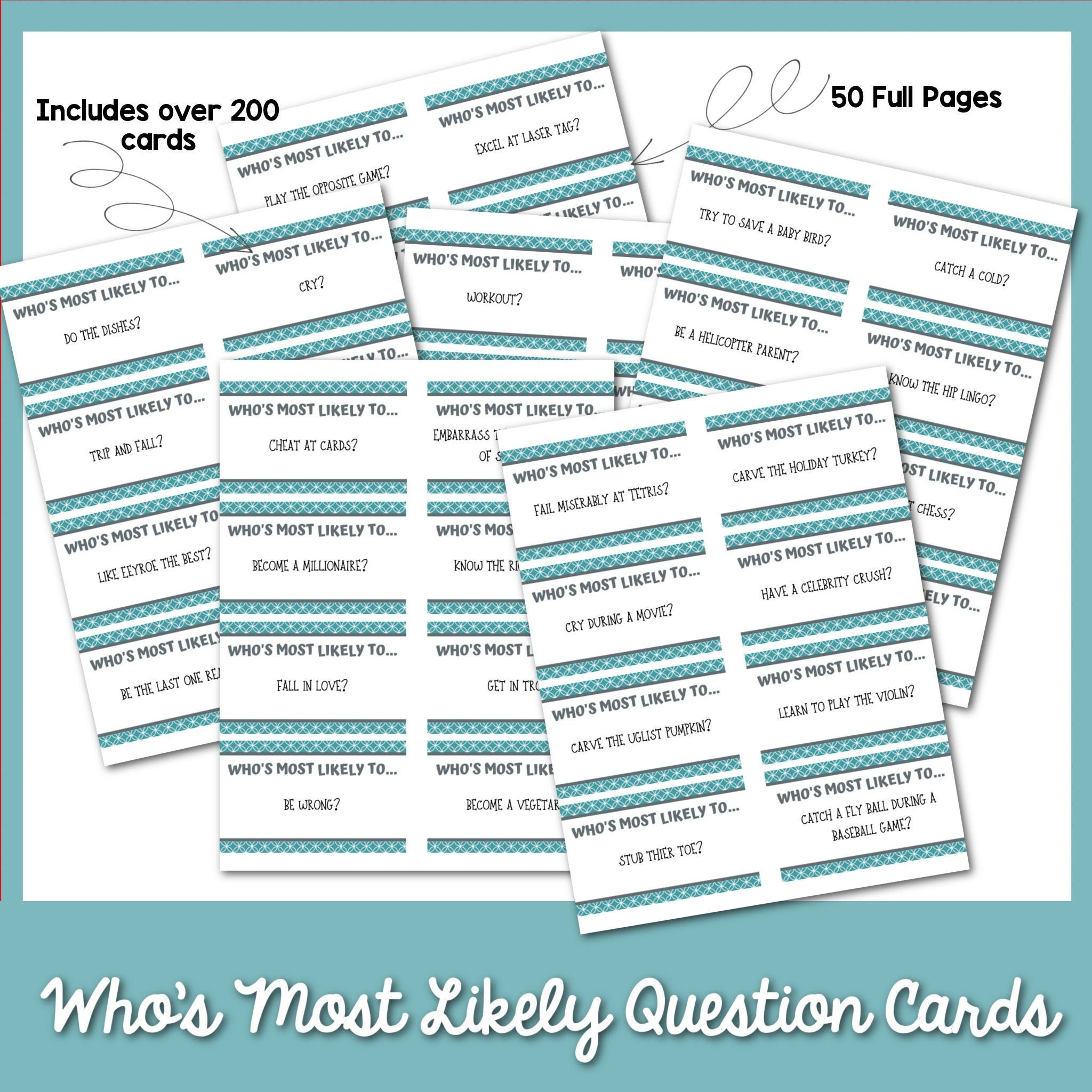 400 Who's Most Likely Question Cards Perfect for Kids and Families - Etsy
