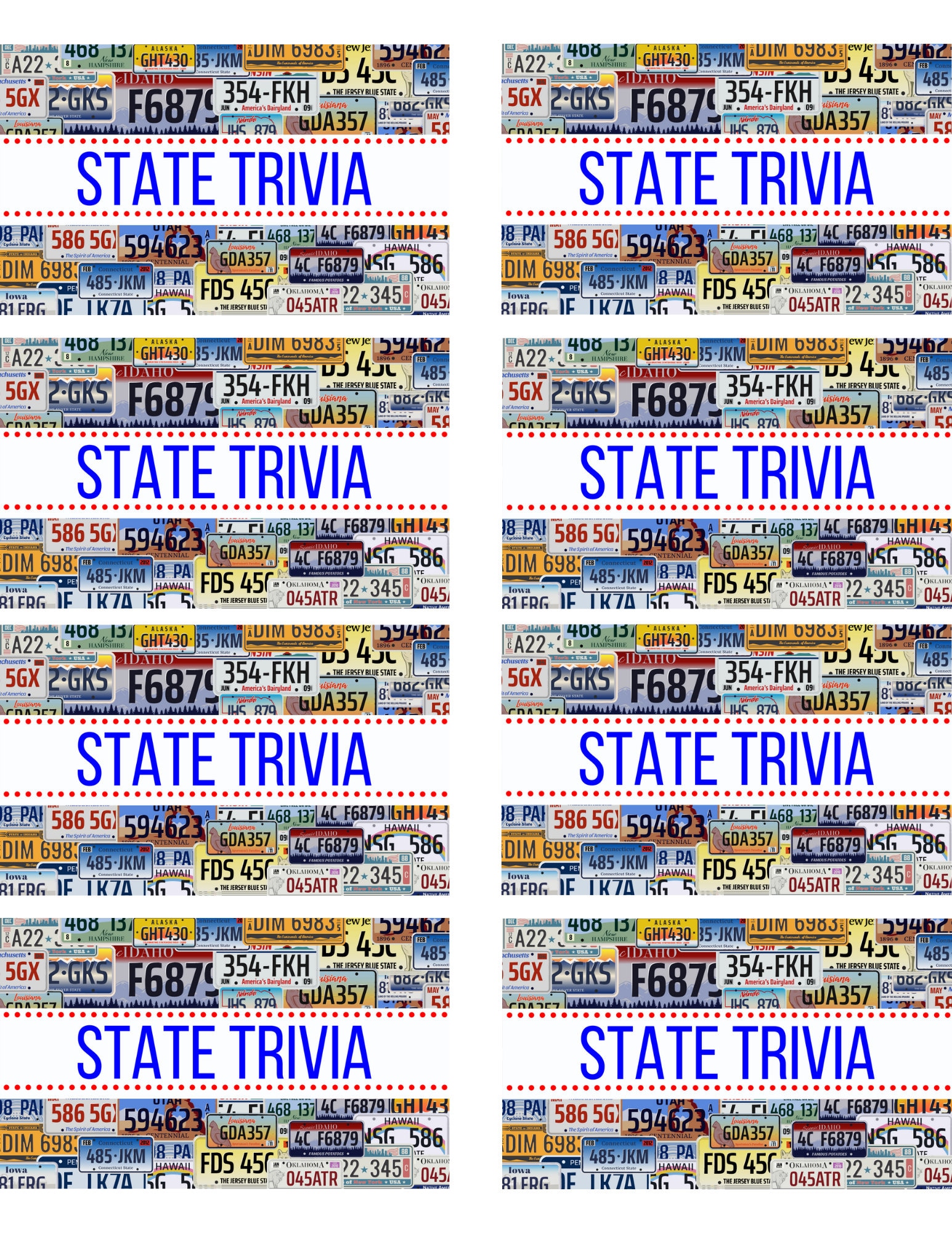 100 State Trivia Questions | Printable U.S. State Trivia | Educational ...