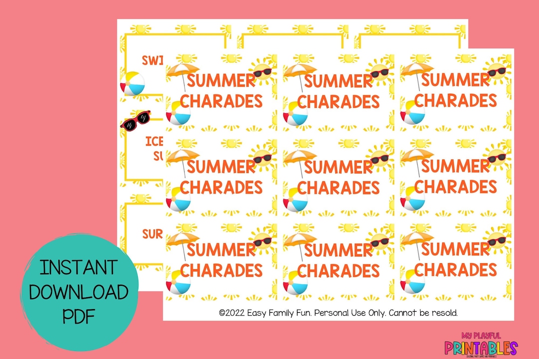 Summer Charades Charades for Kids Charades for Families Family Game ...