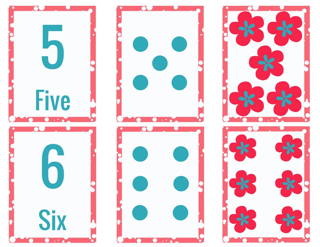 Number Recognition Flashcards Flowers - Etsy