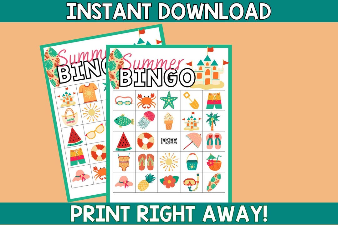 10 Summer Bingo Cards | Summer Bingo Game for Camp | Summer Party Game ...