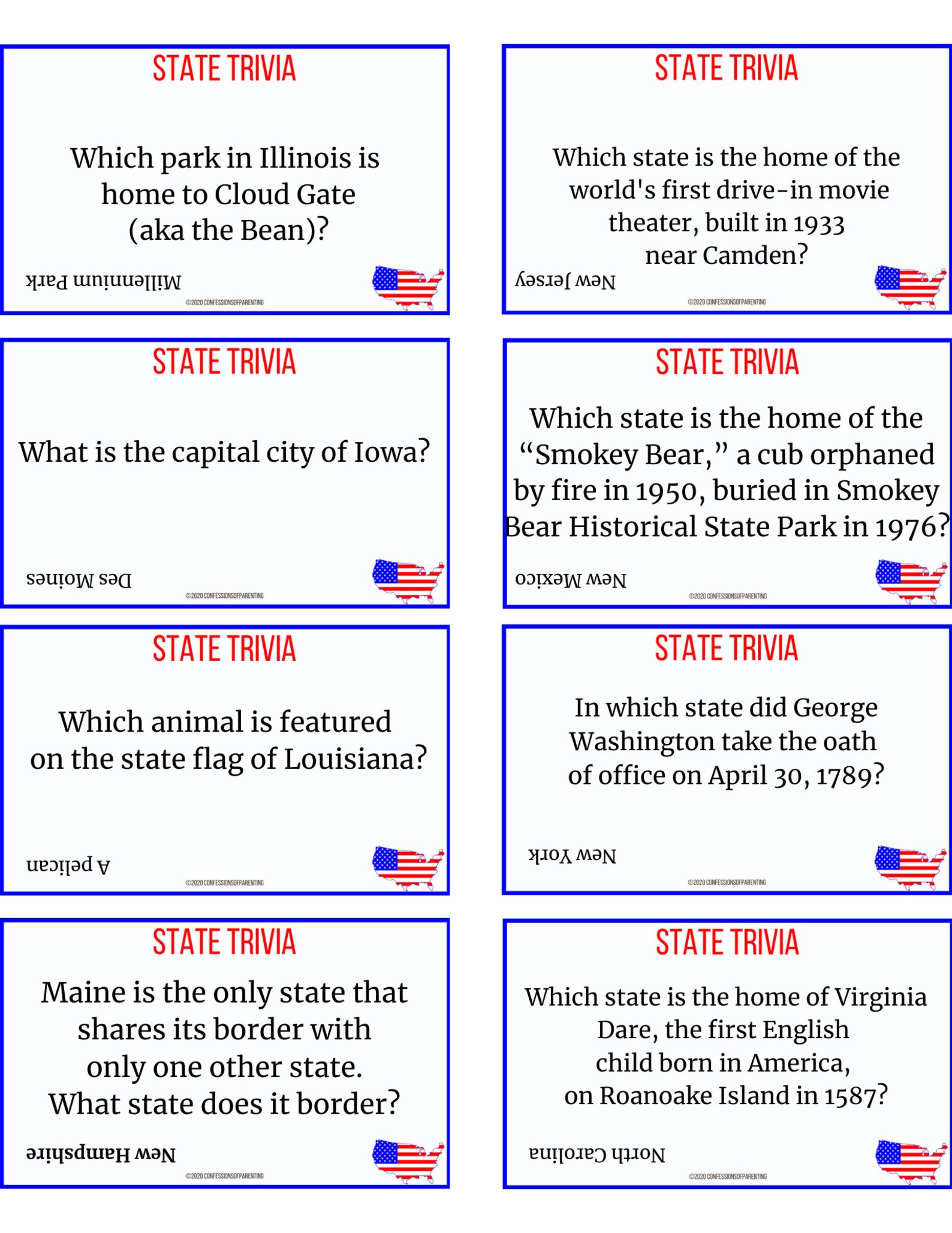 100 State Trivia Questions | Printable U.S. State Trivia | Educational ...