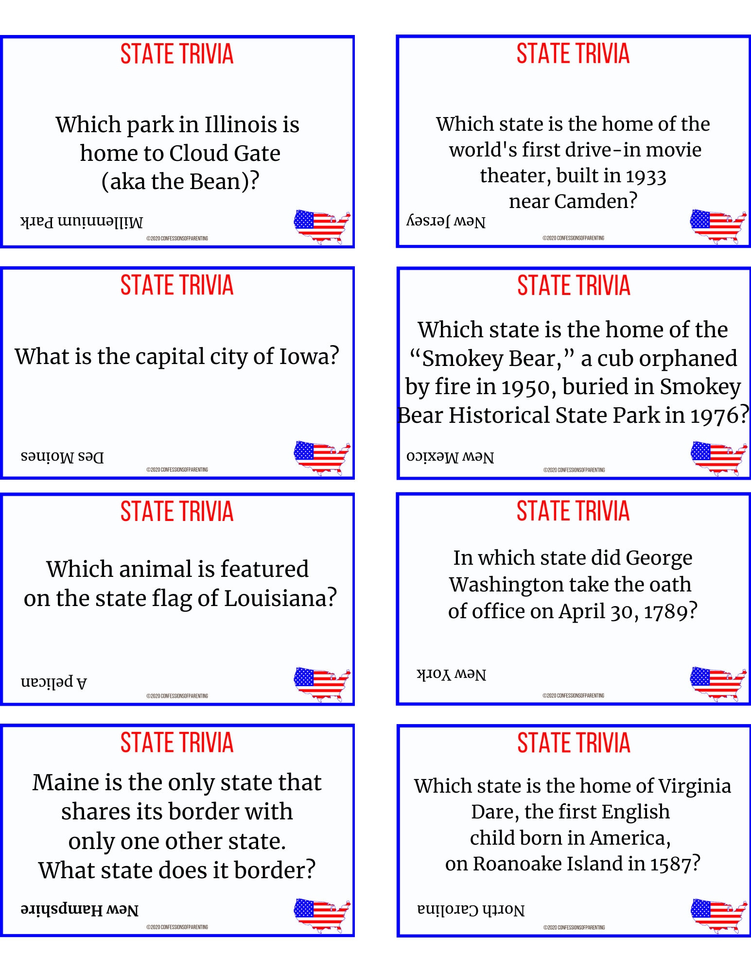 100 State Trivia Questions | Printable U.S. State Trivia | Educational ...