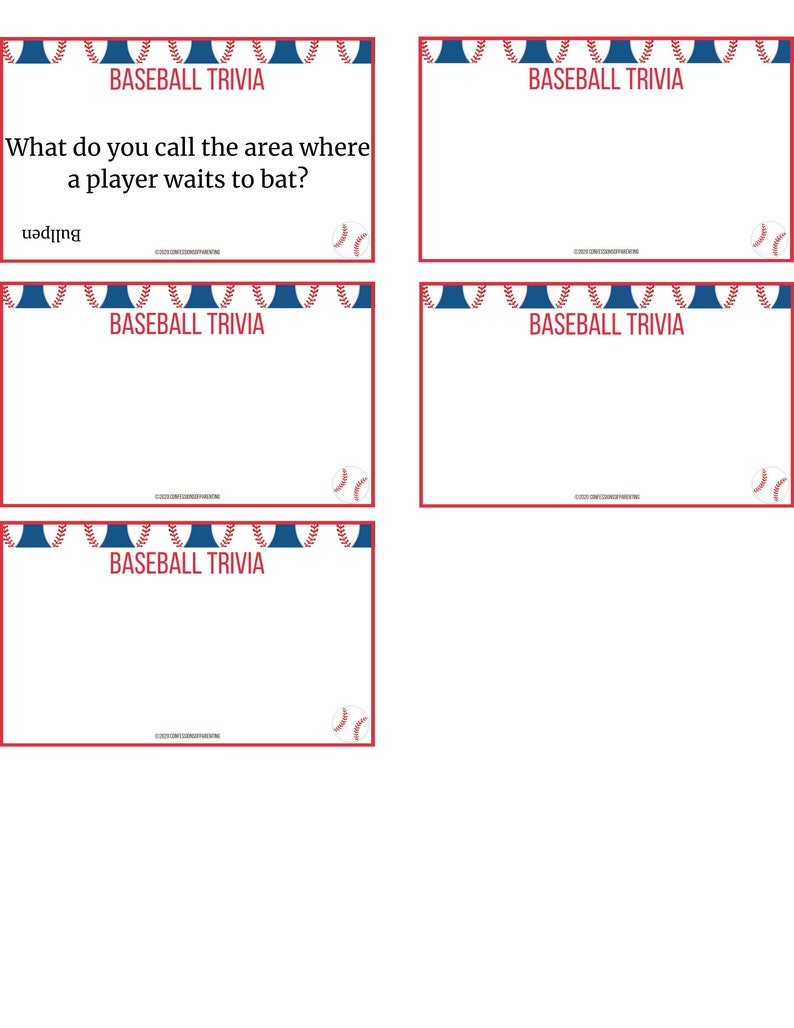 Baseball Trivia Cards for Kids - Etsy Canada
