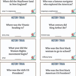 50 History Trivia Questions for Kids - Etsy
