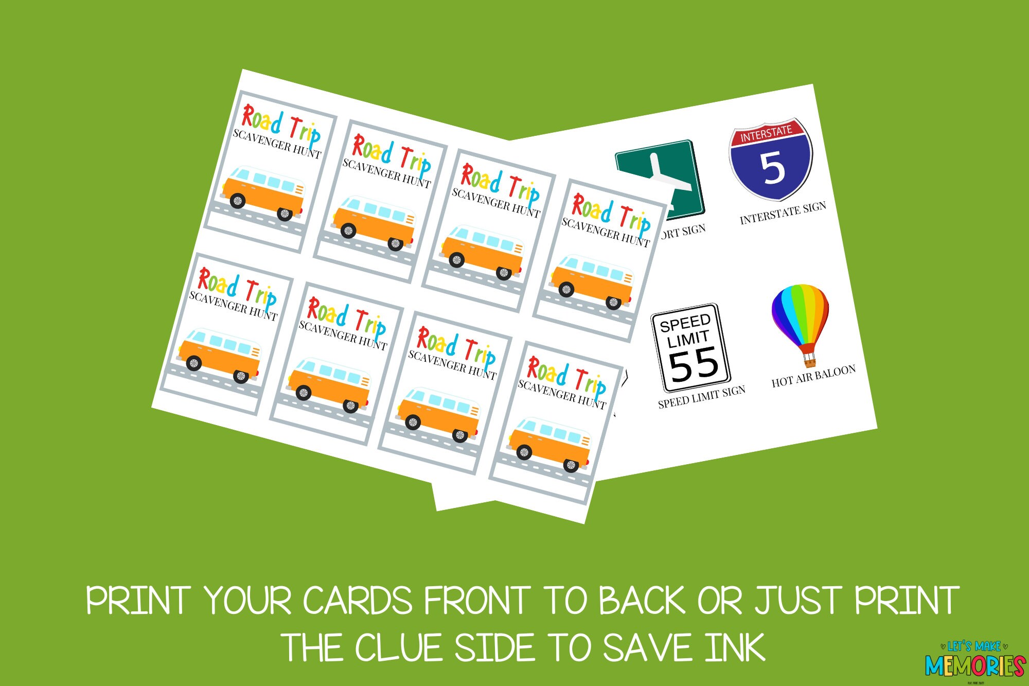48 Road Trip Scavenger Hunt Cards | Printable Road Trip Game | Family ...