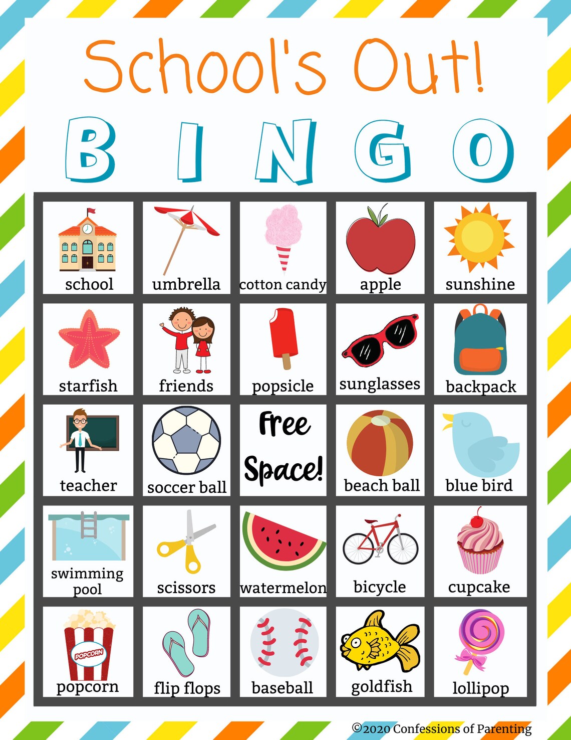 School is Out Bingo Game Cards Activity While Having a - Etsy
