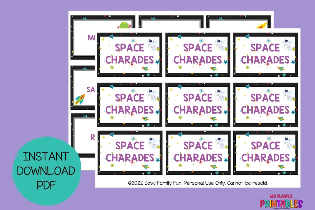 54 Space Charades | Charades Games | Space Activities for Kids ...