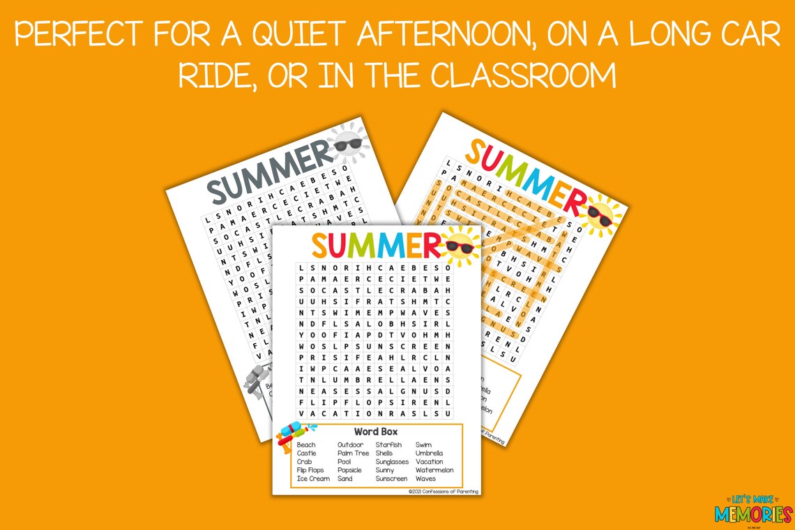 Summer Word Search | Summer Activities | Word Search for Kids | Summer ...