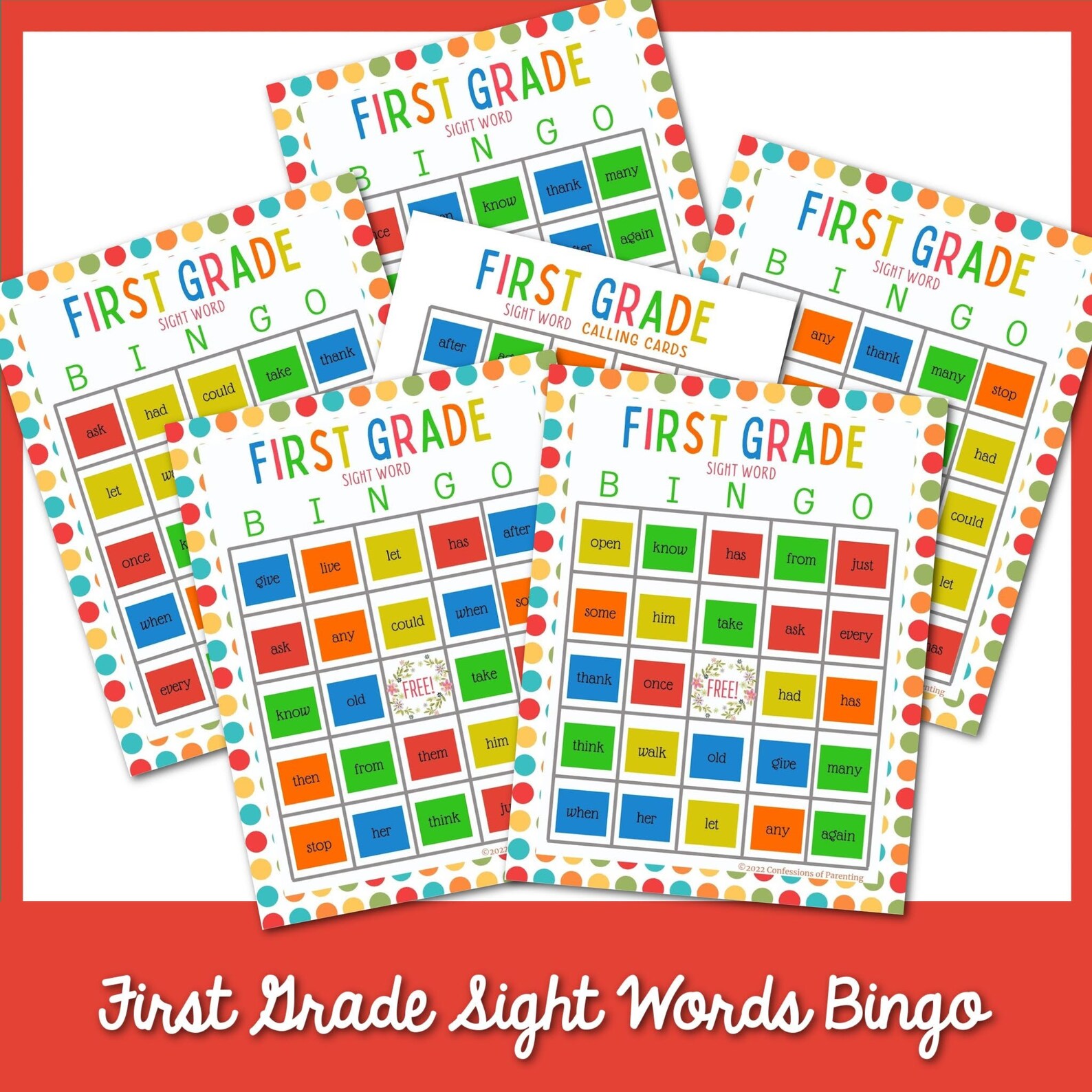 First Grade Sight Word Bingo Sight Word Bingo for 1st Graders Printable ...