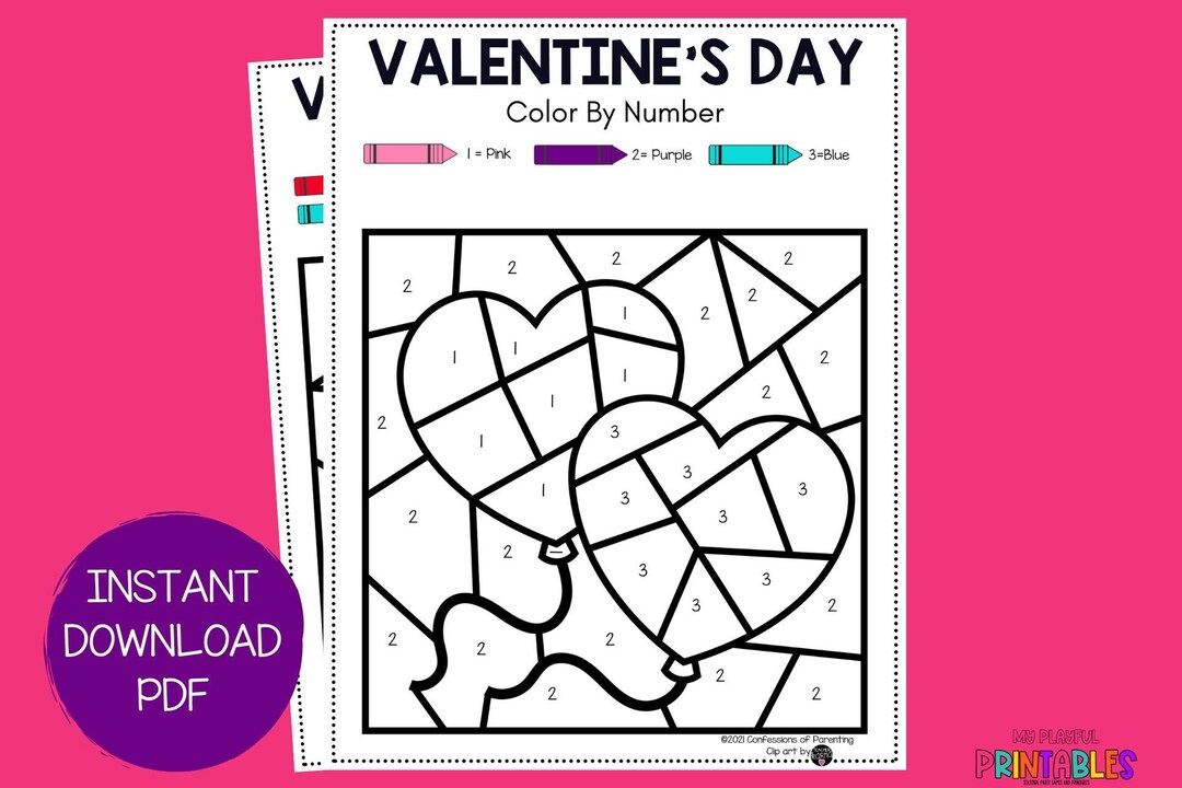Valentine's Day Color by Number Sheets | Valentines Day Coloring ...